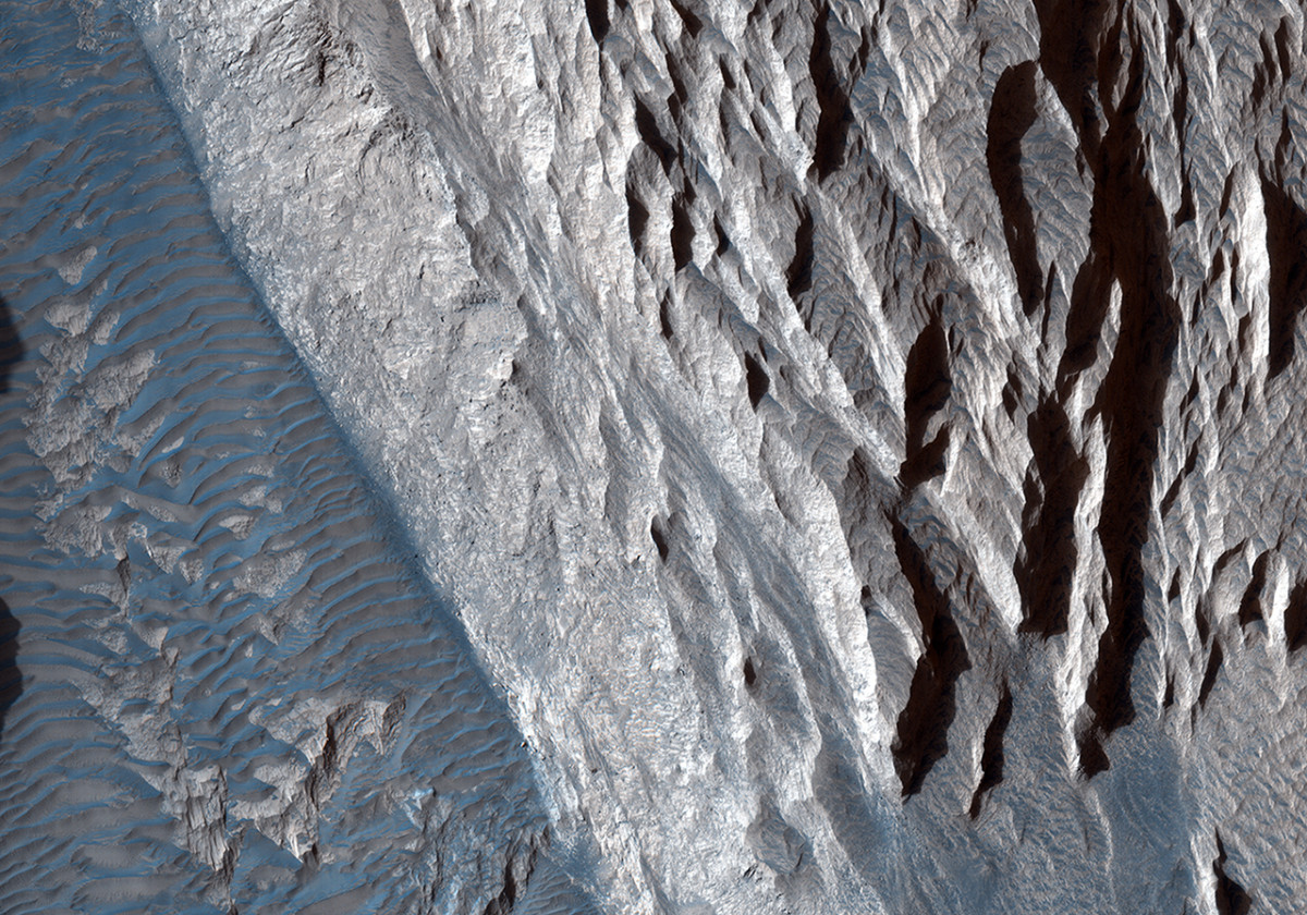 Sandstone Cliffs and Hematite Lag Deposits of Ophir Mensa | Mars From Space