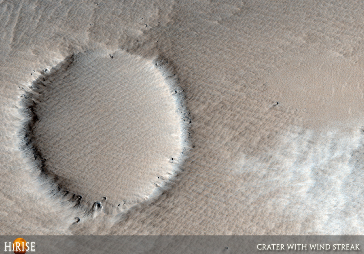 Crater with Wind Streak | Mars From Space